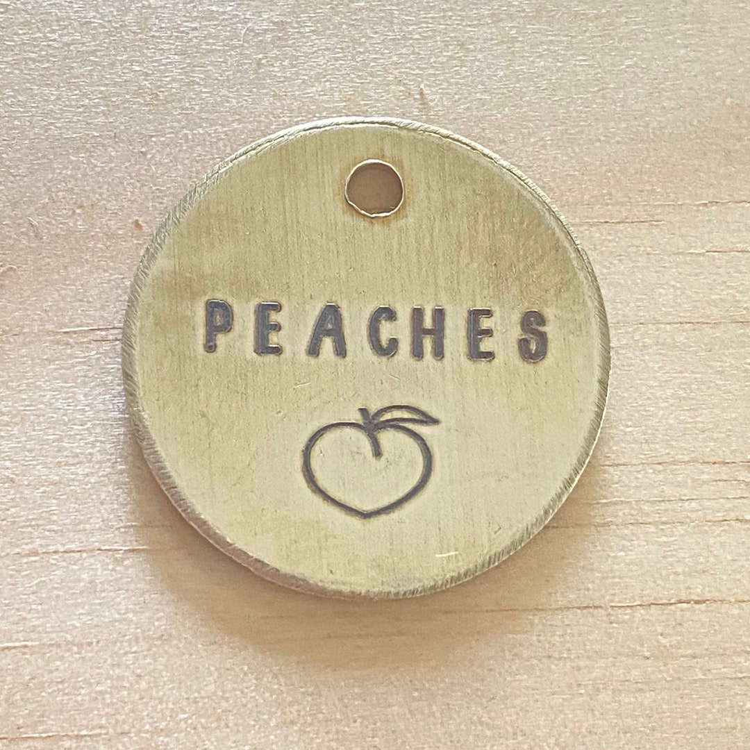 Peaches Dog ID Tag, Dog Name Tag, Silver ID Tag, Pet Tag, Pet Name Tag ...