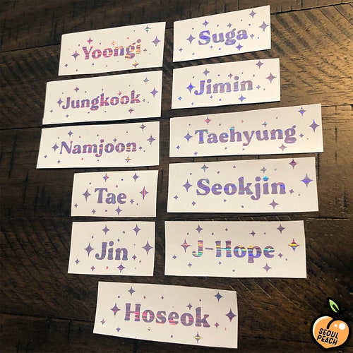 White Vinyl Waterproof Kawaii BTS Name Tags Kpop Journal | Etsy