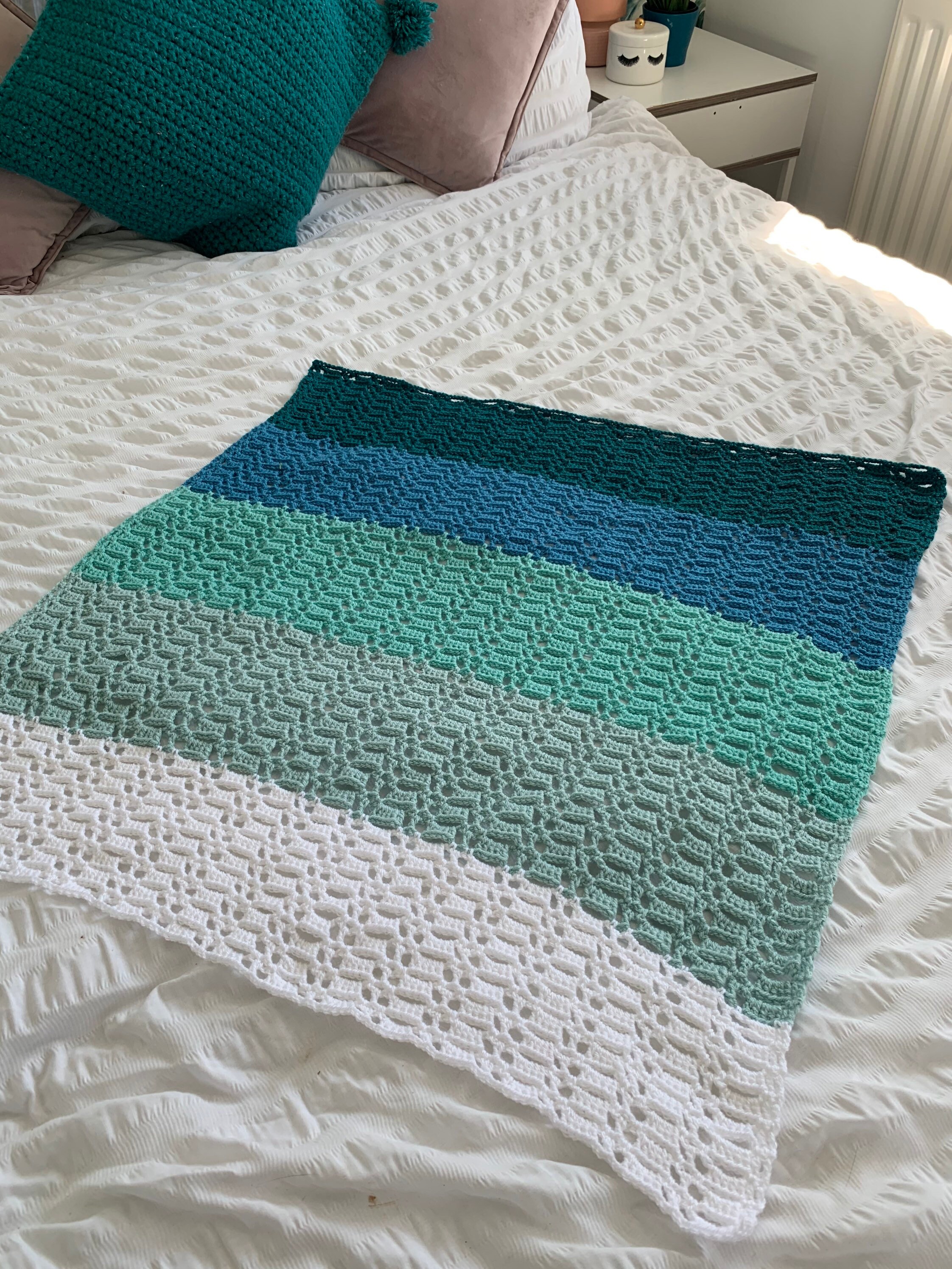 Lightweight Spring/summer Crochet Baby Blanket in Ullswater Colourway ...