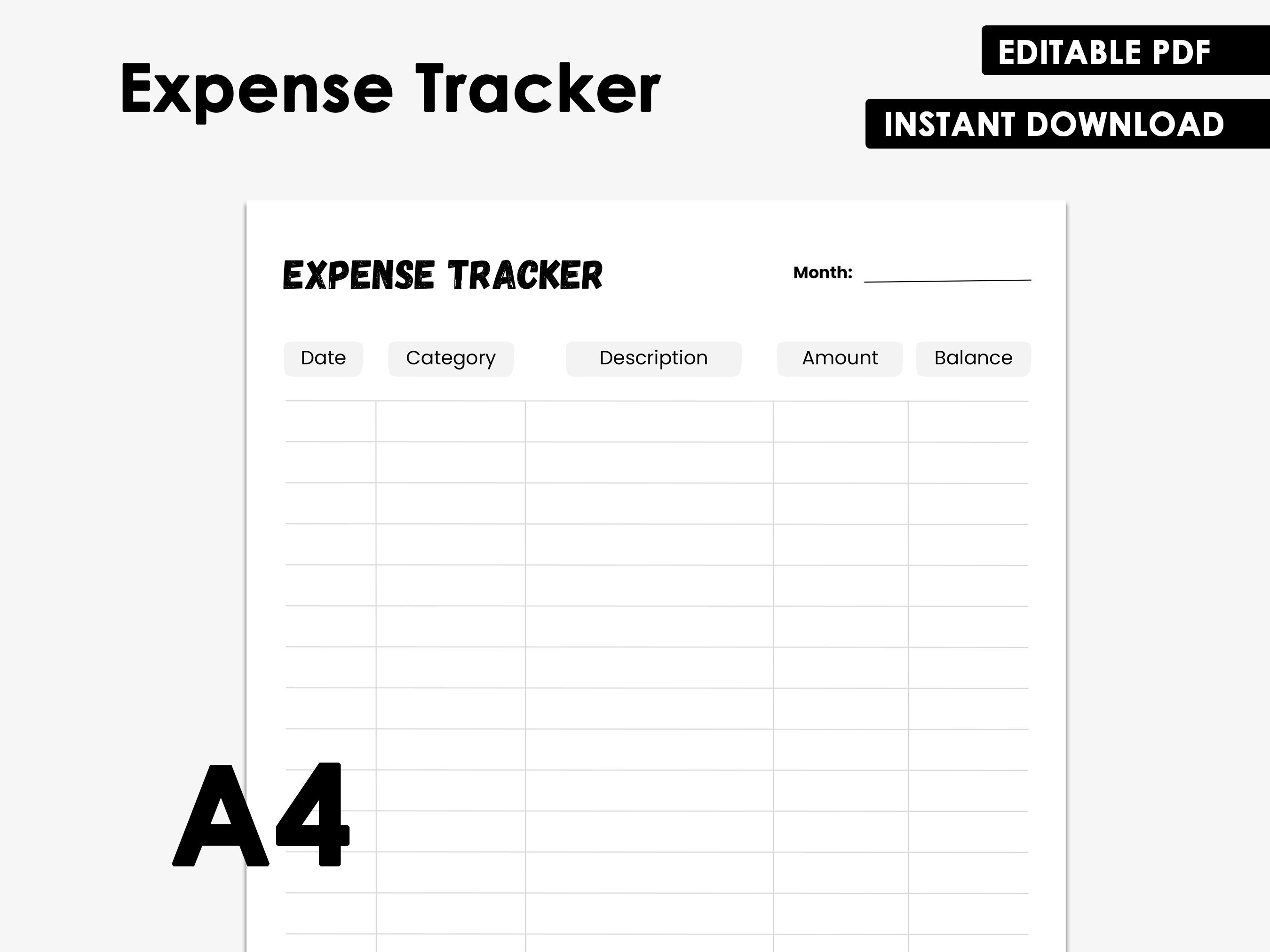Editable Monthly Expense Tracker Printable & Digital Expense Log PDF ...