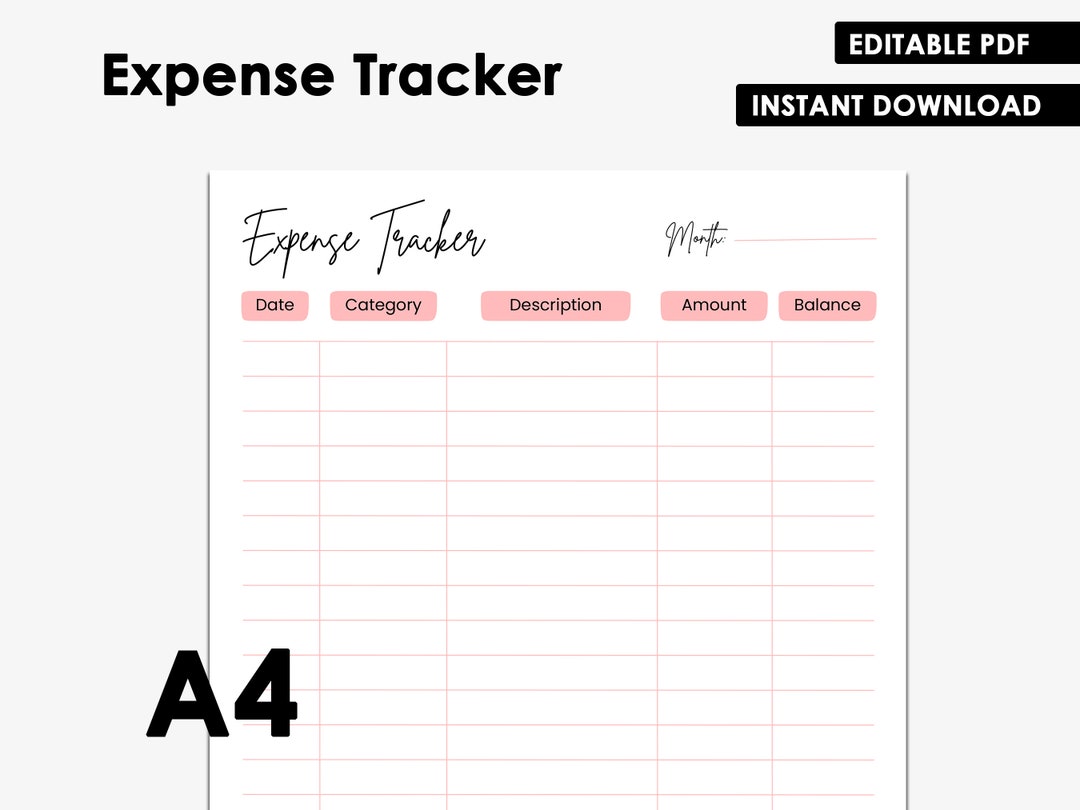 Editable Monthly Expense Tracker Printable & Digital Expense Log PDF ...