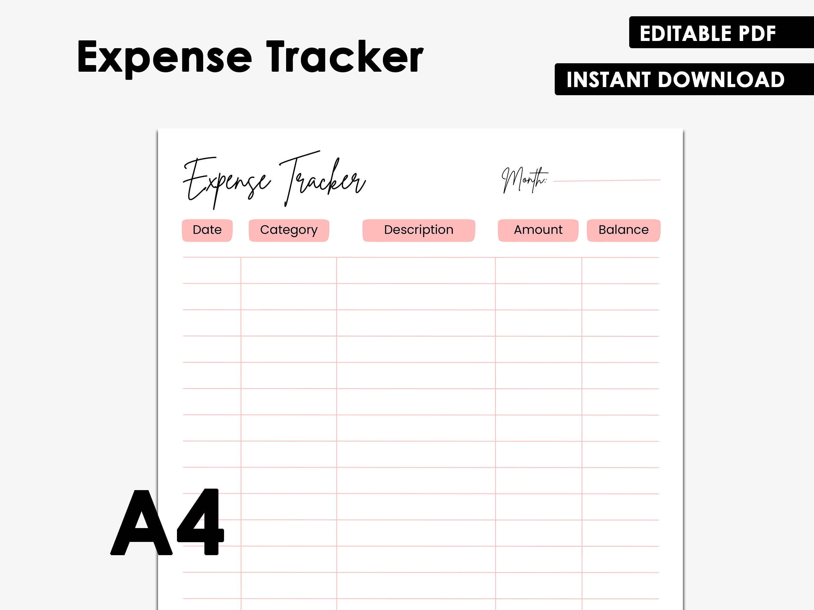 Editable Monthly Expense Tracker Printable & Digital Expense Log PDF ...