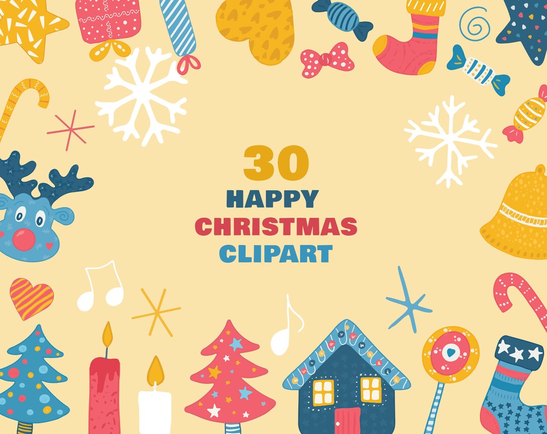Happy Christmas Bundle Digital Printable Clipart - Etsy