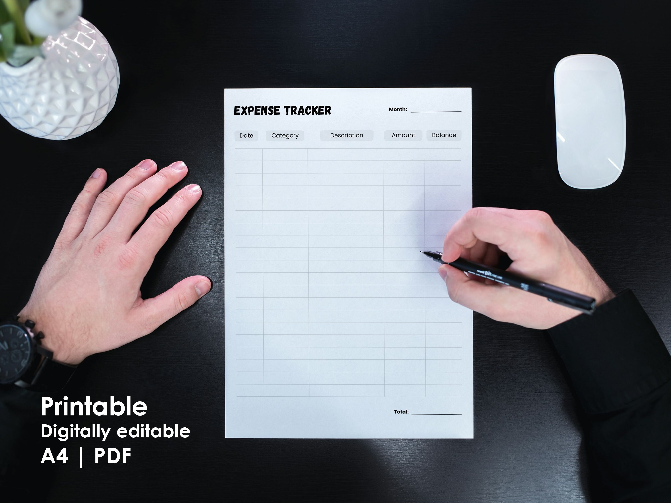 Editable Monthly Expense Tracker | Printable & Digital Expense Log PDF ...