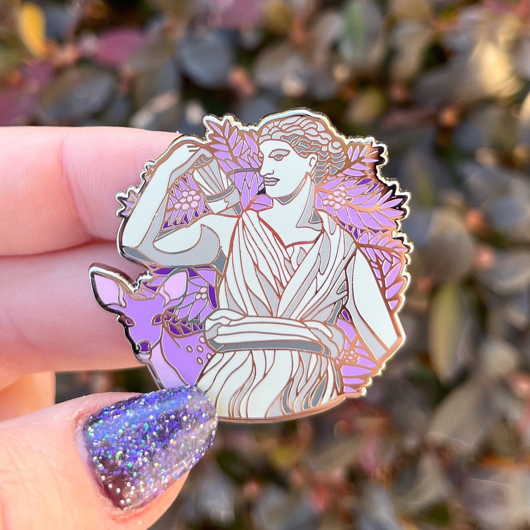 Artemis Silver Enamel Pin Greek God Enamel Pin - Etsy