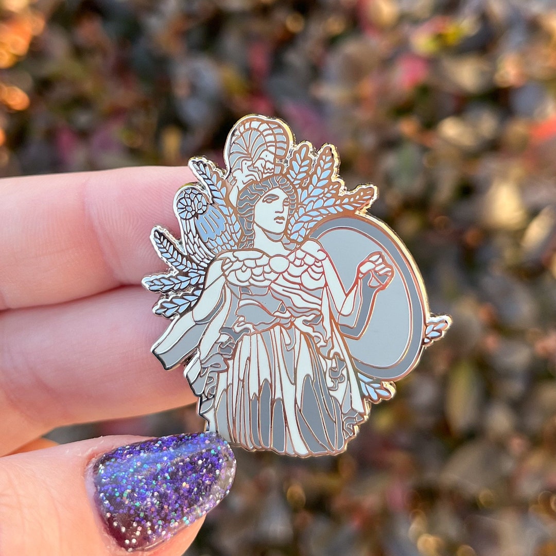 Athena Silver Enamel Pin Greek God Enamel Pin - Etsy