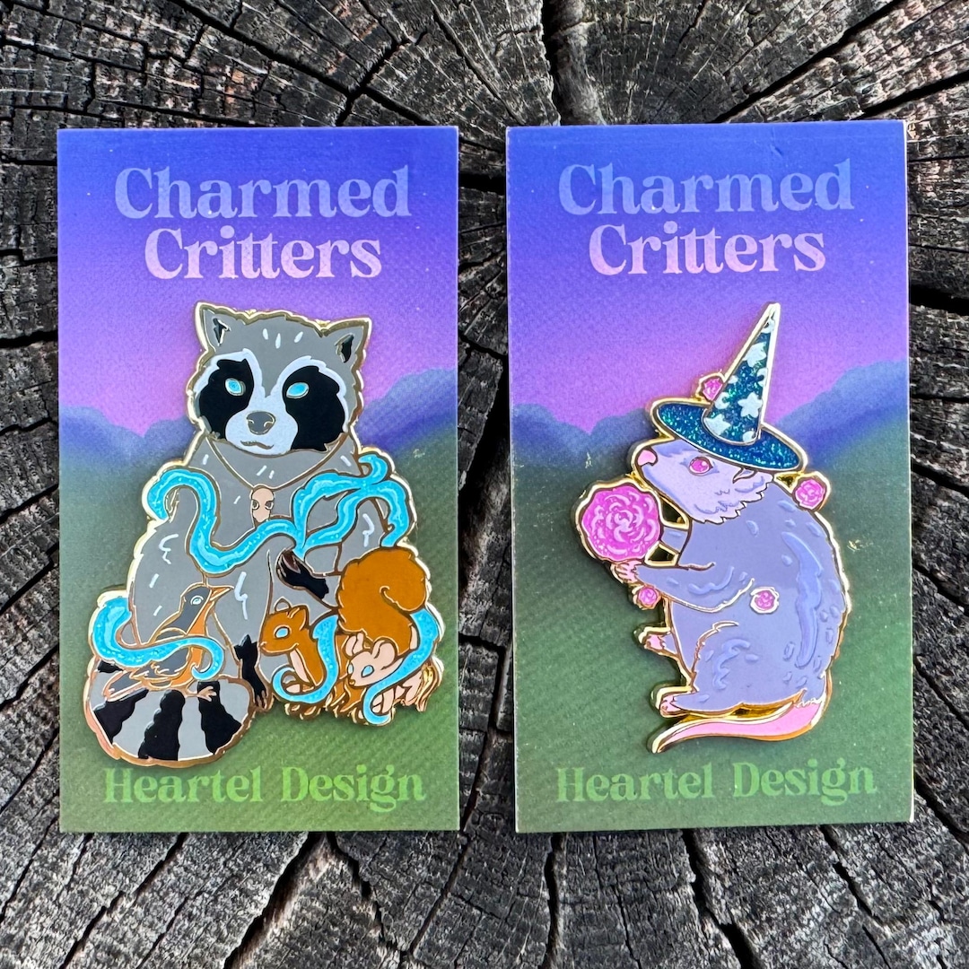 Charmed Critters! Raccoon and Possum! Necromancer and Wizard Enamel ...
