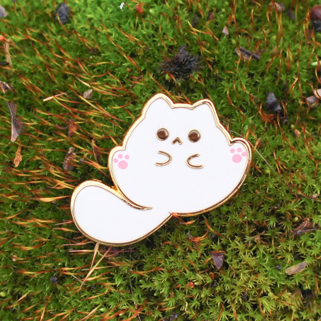 Puff the Mini White Kitty Showing Paws Enamel Pin! Adorable Tiny Cat ...