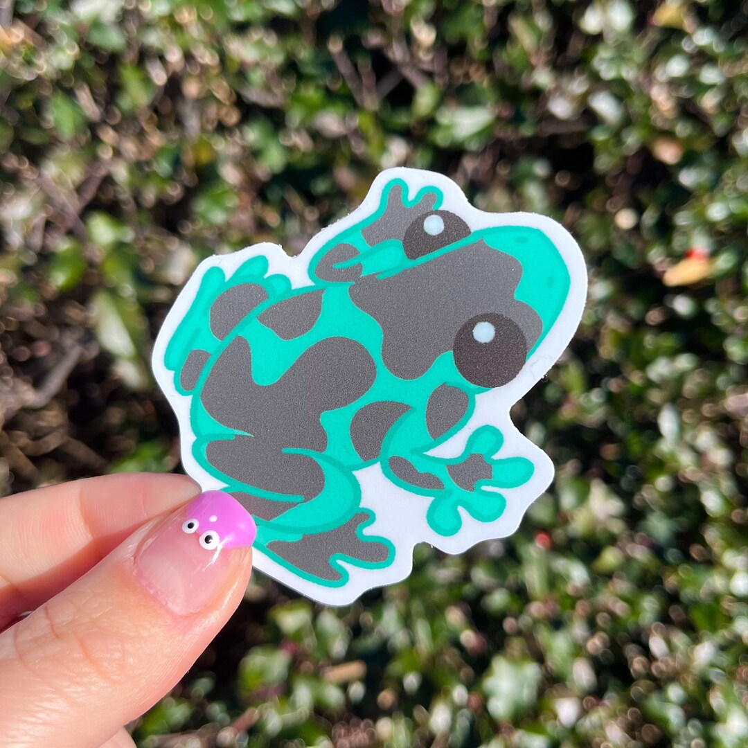 Green Teal Poison Dart Frog Sticker Weatherproof Art Sticker - Etsy