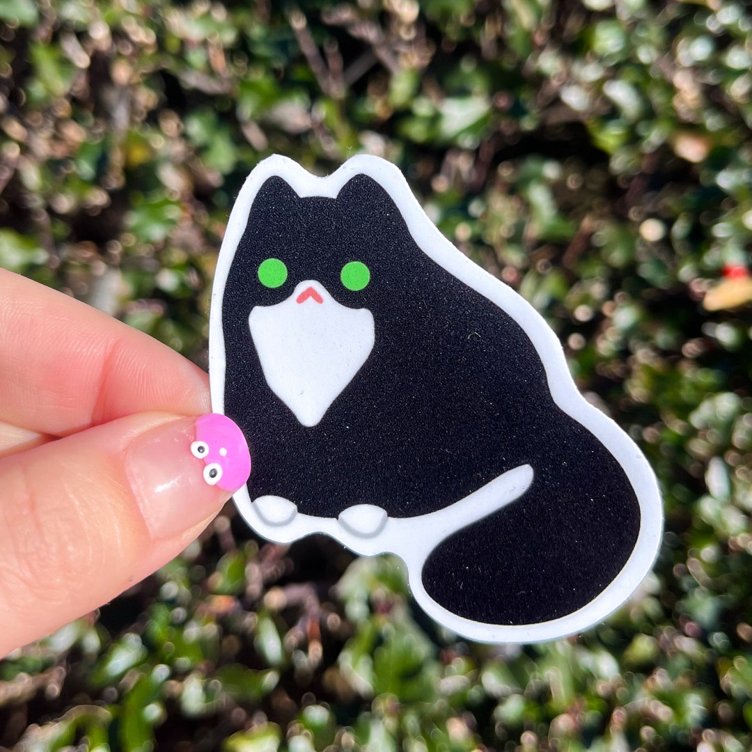 Black and White Cat Sticker Adorable Kitty Sticker Weatherproof - Etsy