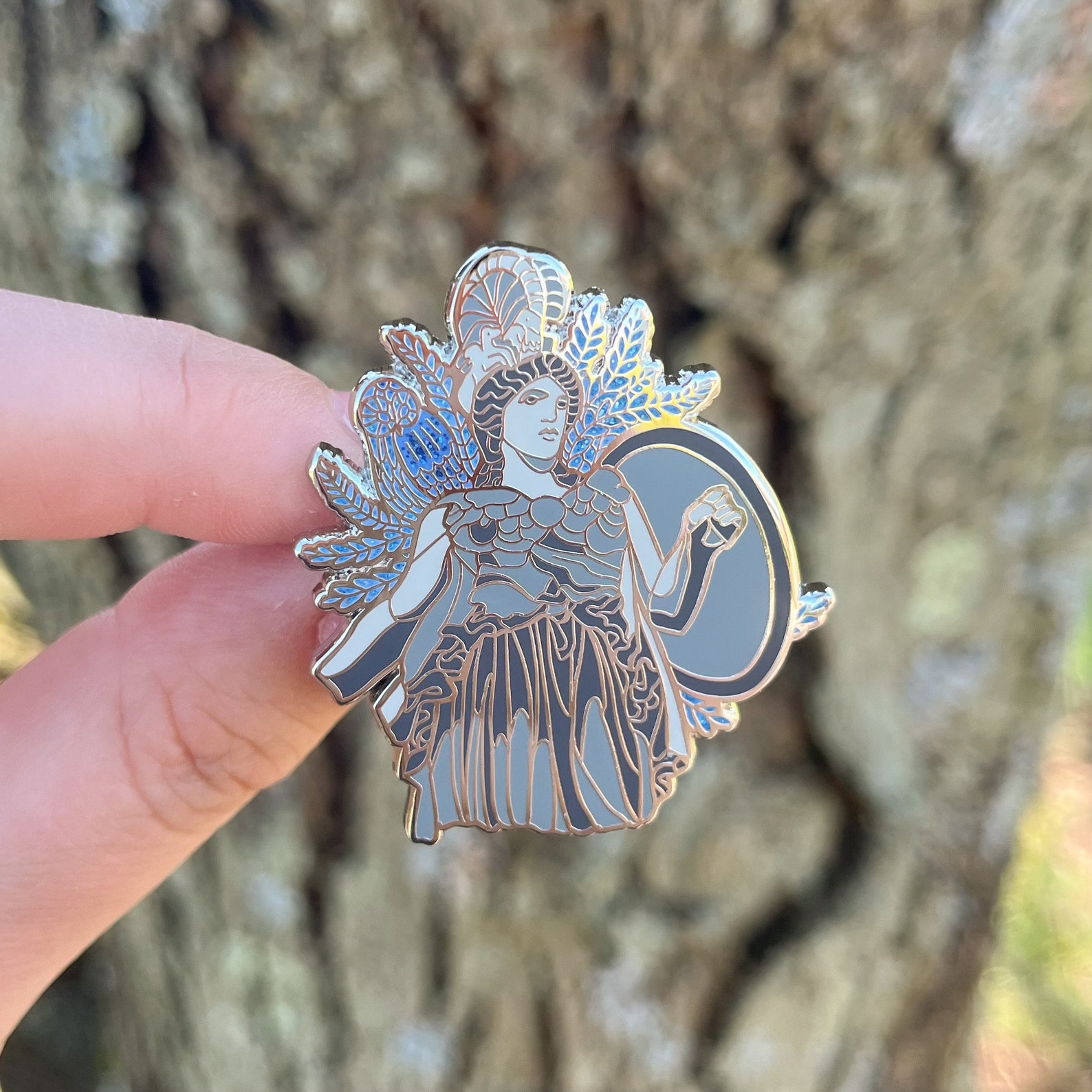 Athena Silver Enamel Pin Greek God Enamel Pin - Etsy
