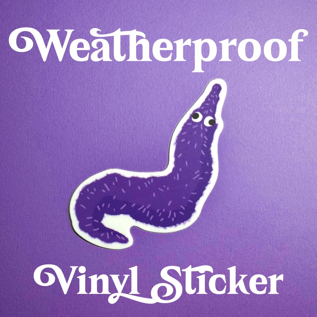 Purple Worm on A String Sticker! Adorable Sticker! Weatherproof - Etsy