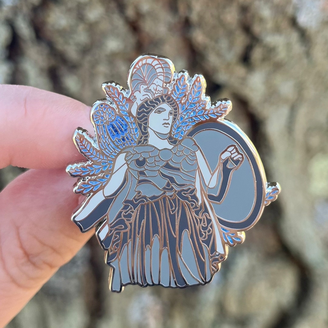 Athena Silver Enamel Pin! Greek God Enamel Pin - Etsy