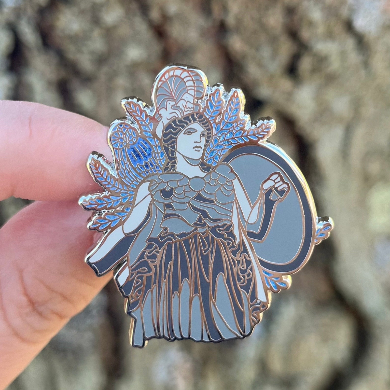 Athena Silver Enamel Pin Greek God Enamel Pin - Etsy