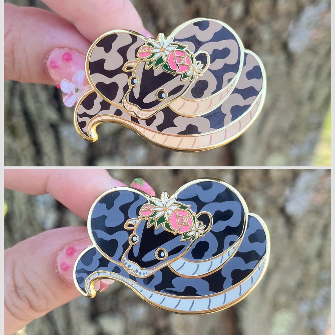 Ball Python Snake Flower Crown Enamel Pin! Adorable Brown or Black! - Etsy