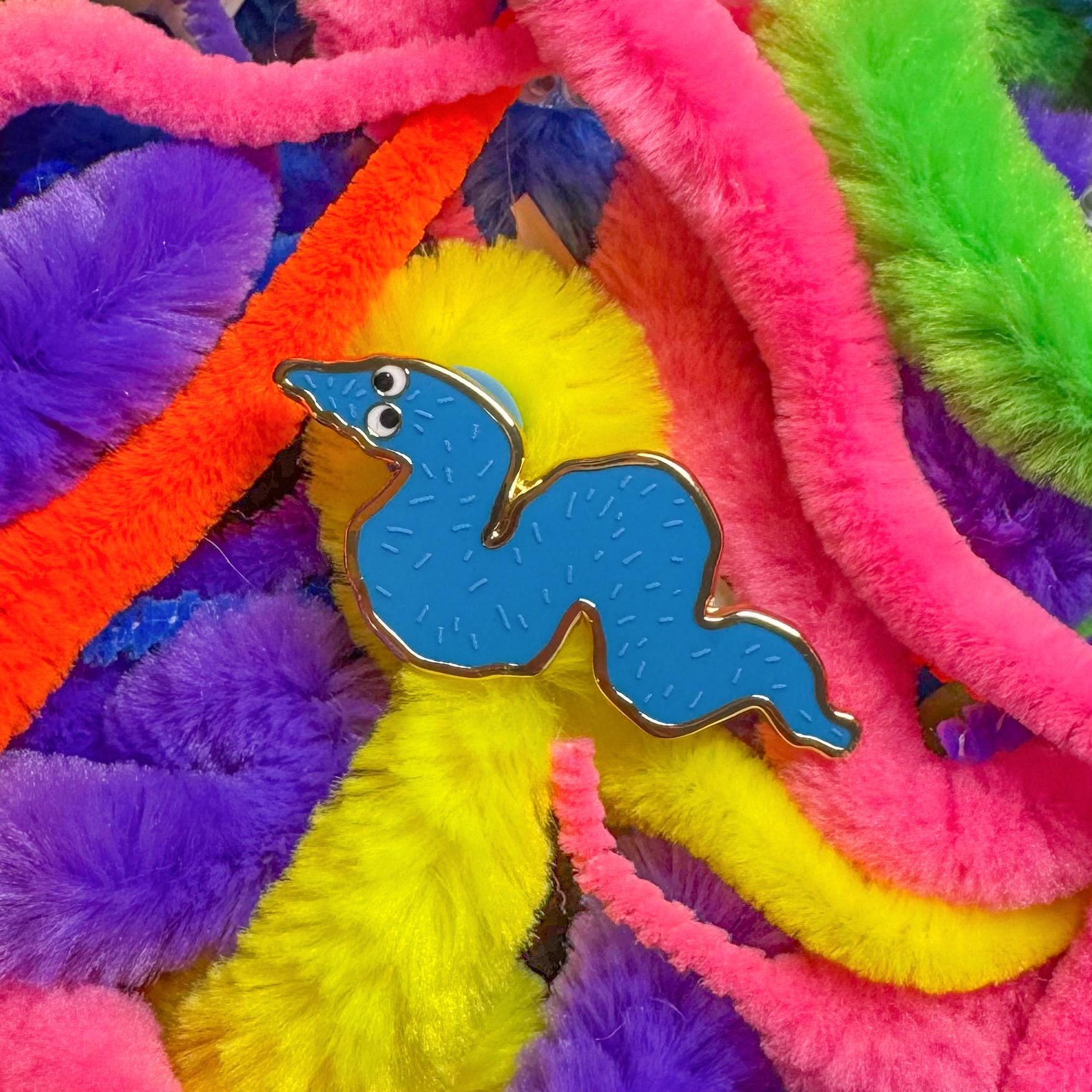 Worm on a String Wiggle Worm Enamel Pin! - Etsy