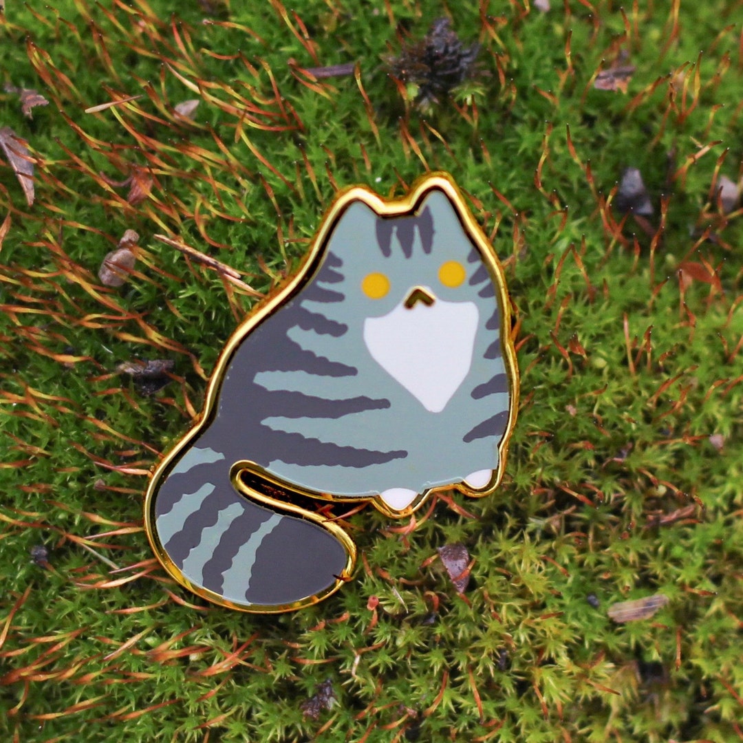Mini Grey Tabby Kitty Enamel Pin Adorable Tiny Cat Pin - Etsy