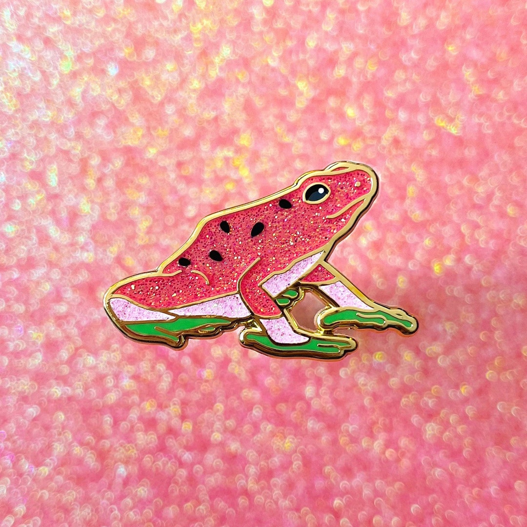 Glitter Watermelon Fruit Frog Enamel Pin! - Etsy