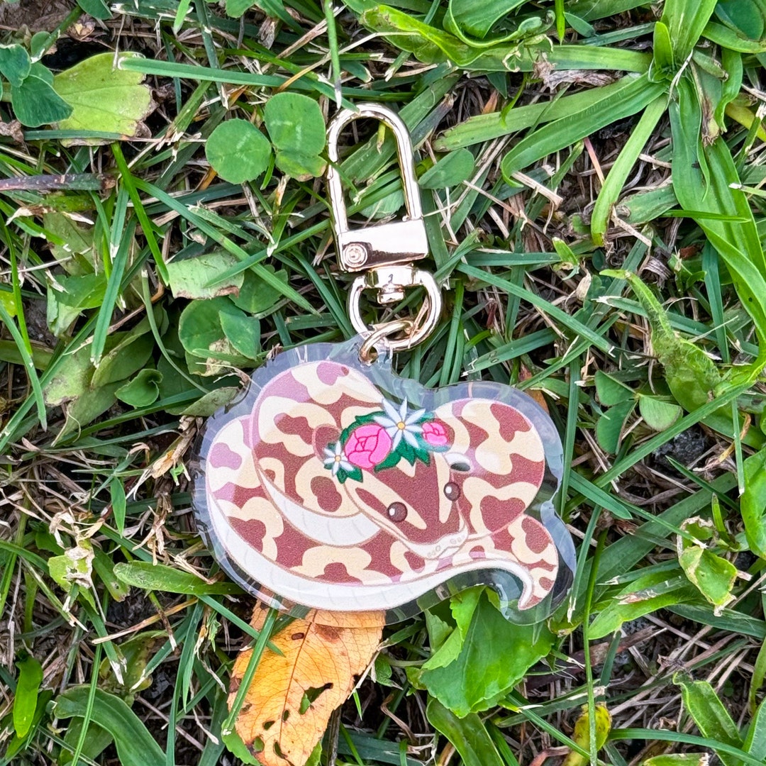 Snake Ball Python With a Flower Crown Double Sided Acrylic Keychain! - Etsy