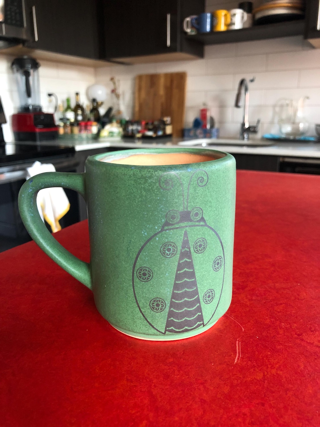 Handmade Lonesomeville Green and Black Ladybug Coffee Cup / Mug ...