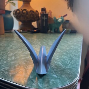 Powder-blue Ceramic Origami Paper Crane Statue - Etsy