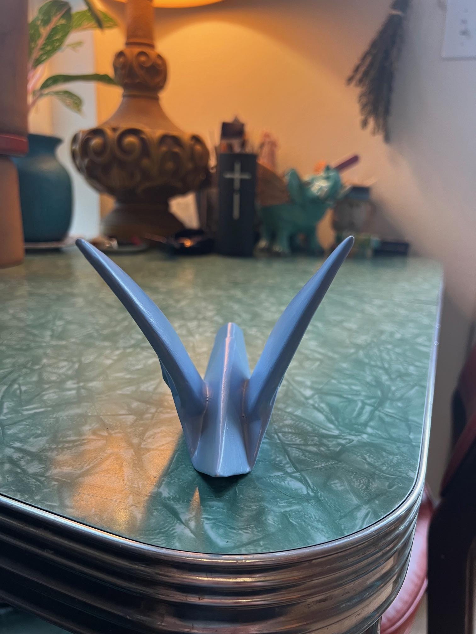 Powder-blue Ceramic Origami Paper Crane Statue - Etsy