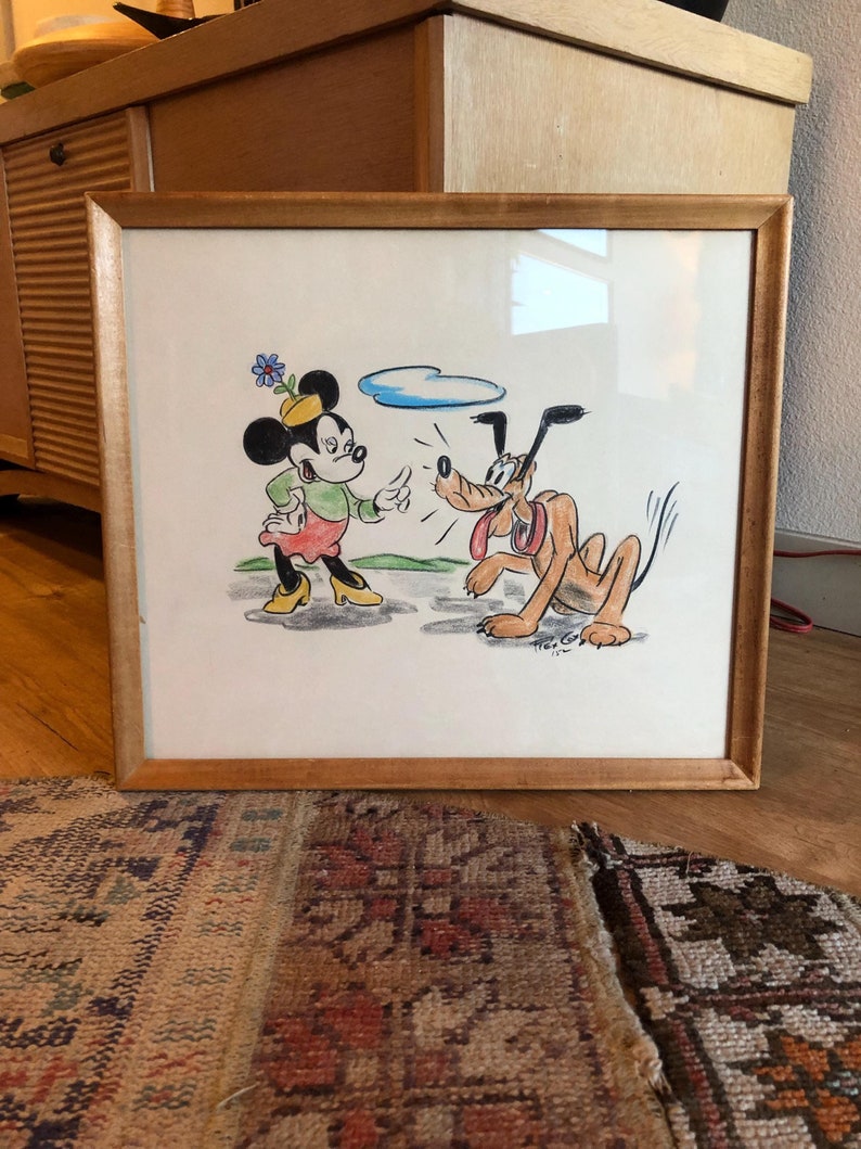 Fun and Stylish Original 1940s Rex Cox Disney Illustration of Minnie ...