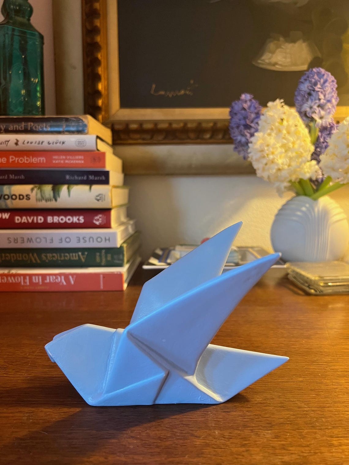 Powder-blue Ceramic Origami Paper Crane Statue - Etsy
