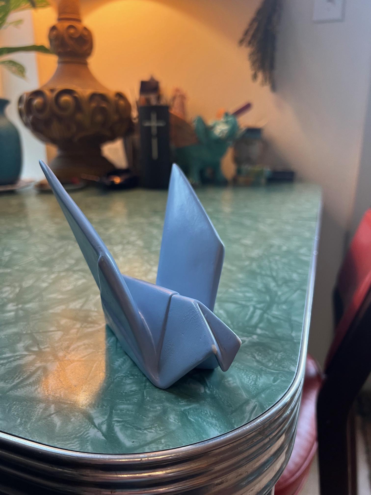 Powder-blue Ceramic Origami Paper Crane Statue - Etsy