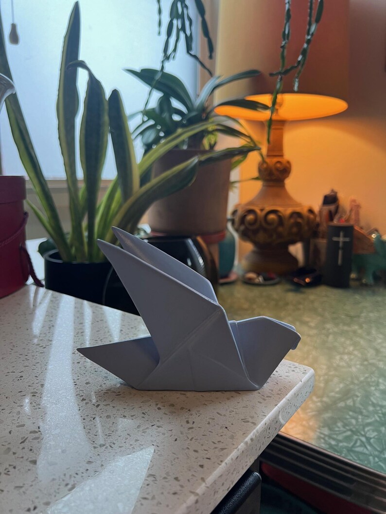 Powder-blue Ceramic Origami Paper Crane Statue - Etsy