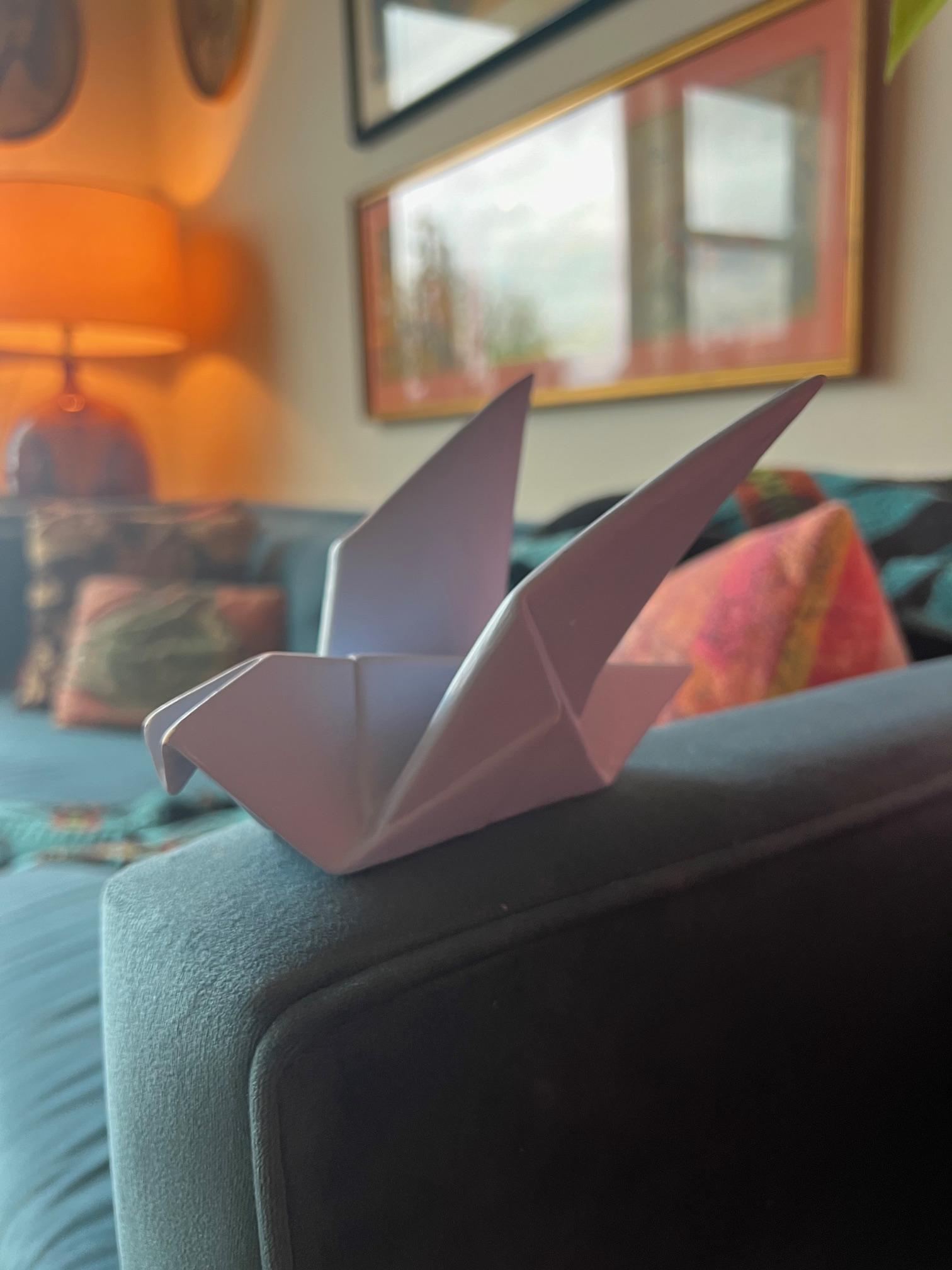 Powder-blue Ceramic Origami Paper Crane Statue - Etsy