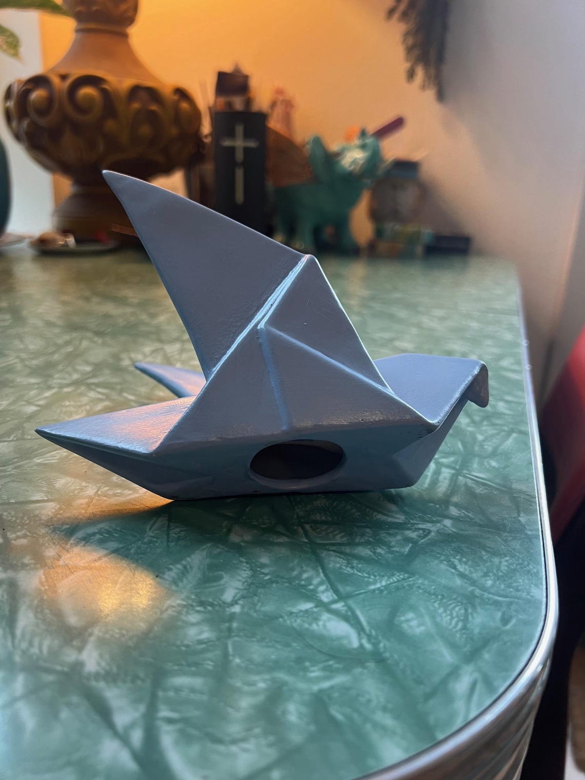 Powder-blue Ceramic Origami Paper Crane Statue - Etsy