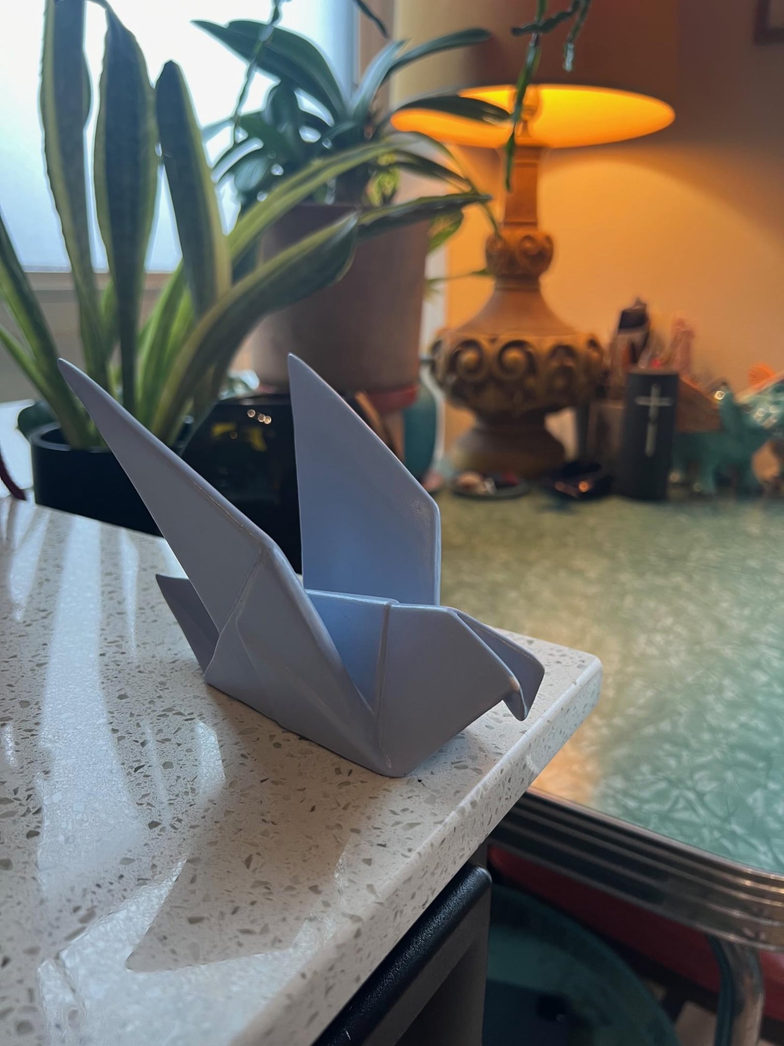 Powder-blue Ceramic Origami Paper Crane Statue - Etsy