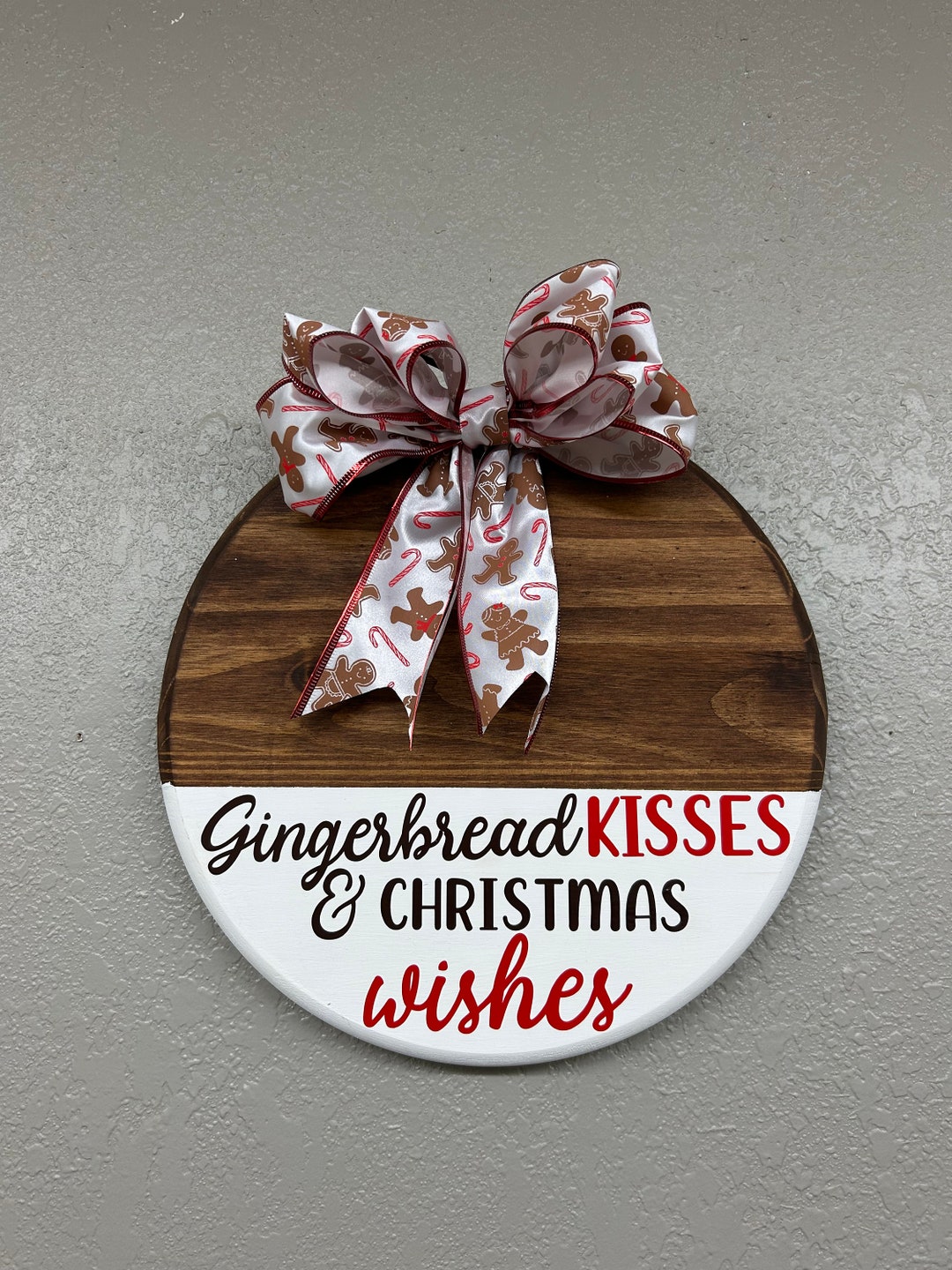Gingerbread Kisses & Christmas Wishes|12 Inch Wood Round - Etsy