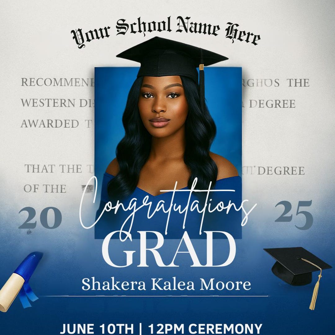 Graduation Flyer 2025 | Blue Graduation Invitation Template | Class of ...