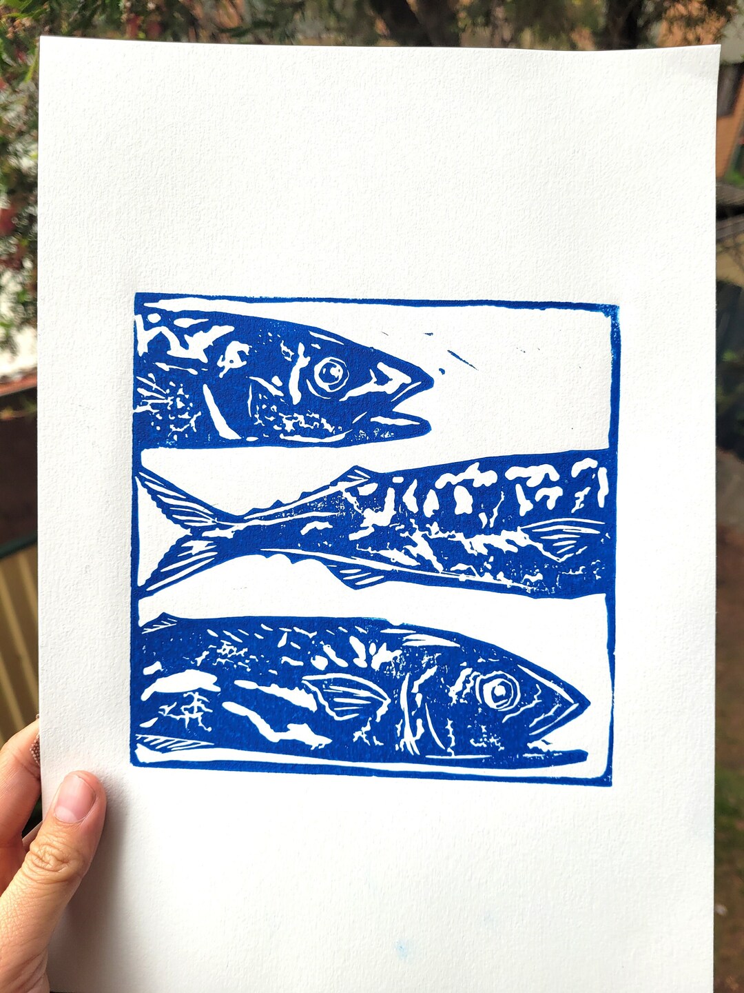 Mackerel Fish Original Handmade Linocut Print - Etsy