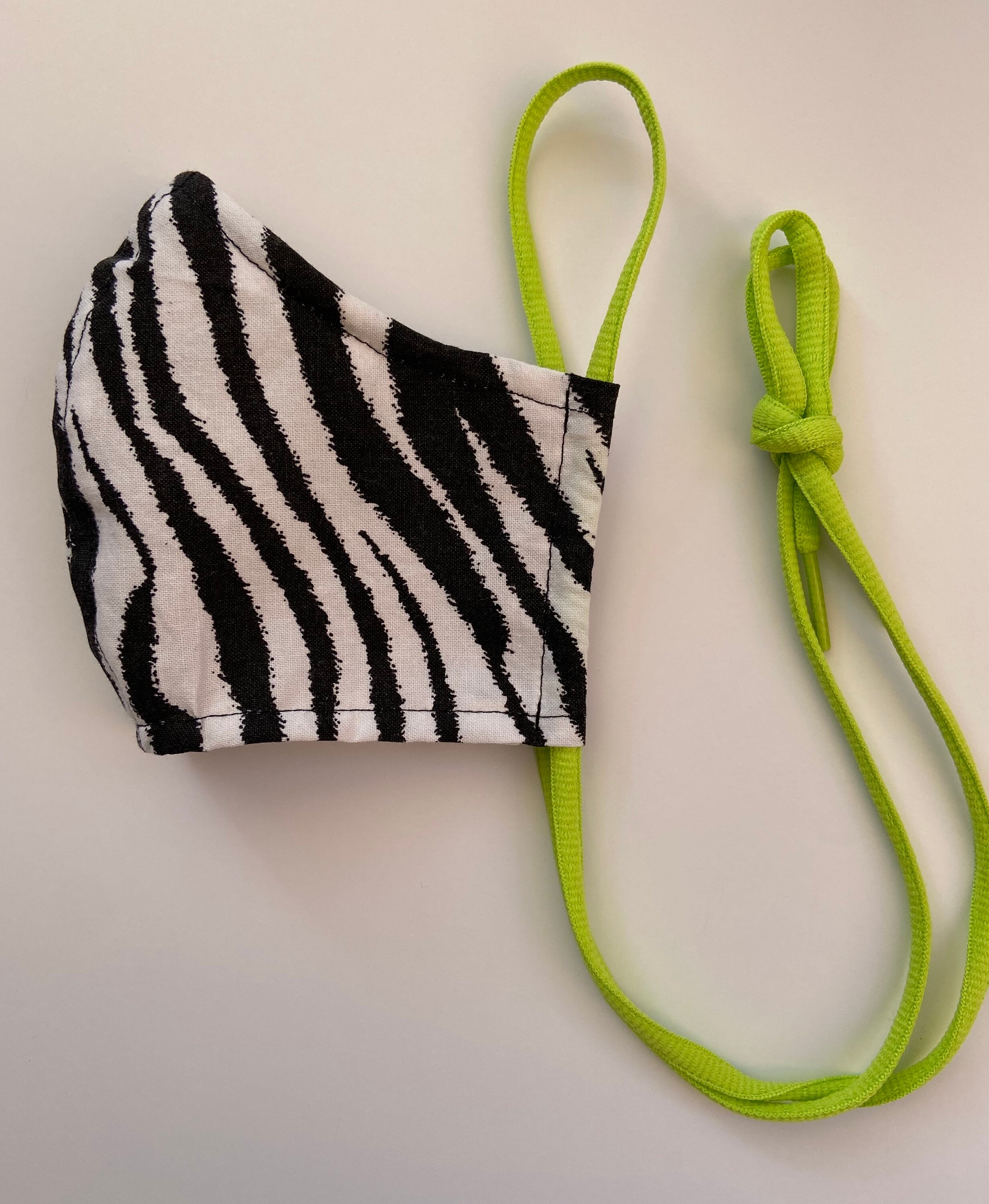 Toddler and Kids Zebra Face Mask w/ Filter Pocket Ties Around | Etsy