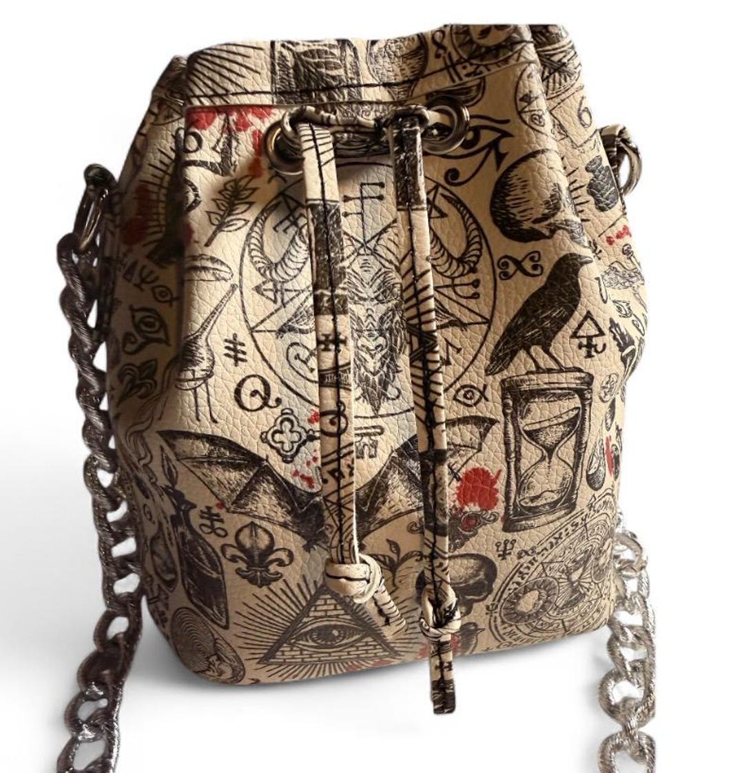 Crow Pentagram Mini Bucket Bag, Crossbody Bag - Etsy