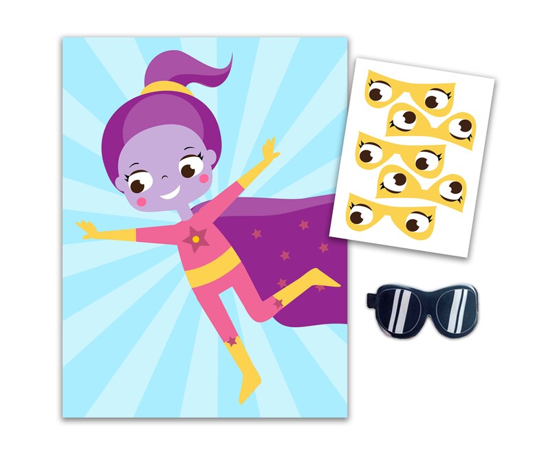 Superhero Pin the Mask Game | Super Hero Pin the Tail | Superhero ...