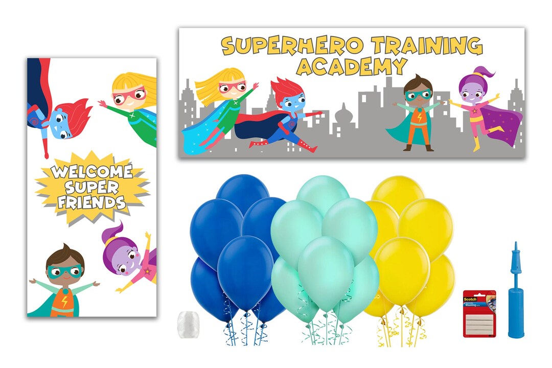 Superhero Party Decorations Bundle | Super Hero Theme Decor | Banners ...