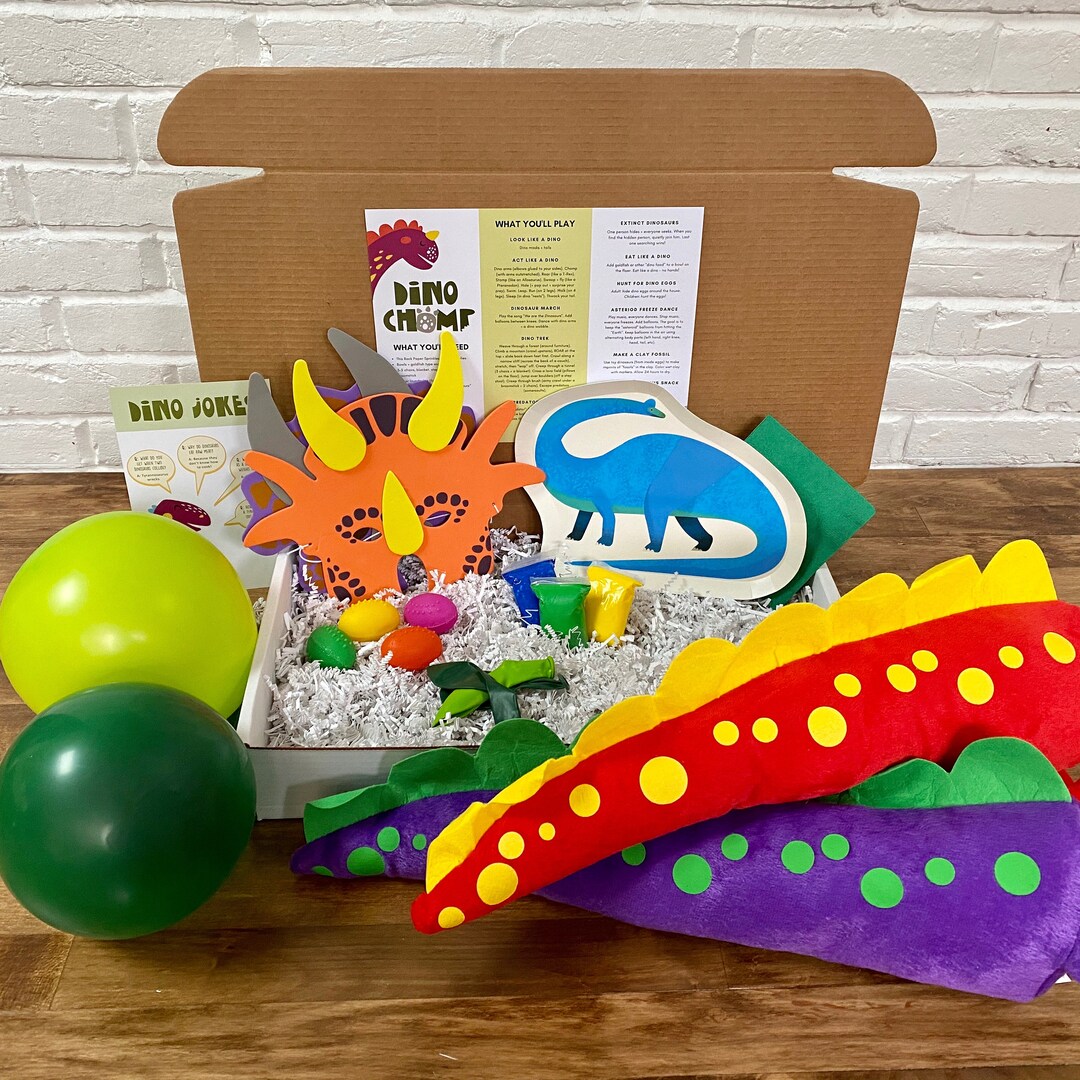 Birthday Box for Kids 9 Dino Themed Games Favors Activities Dinosaur ...