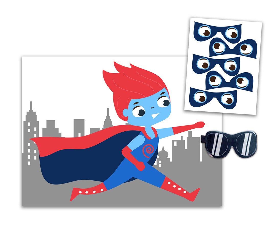 Superhero Pin the Mask Game | Super Hero Pin the Tail | Superhero ...