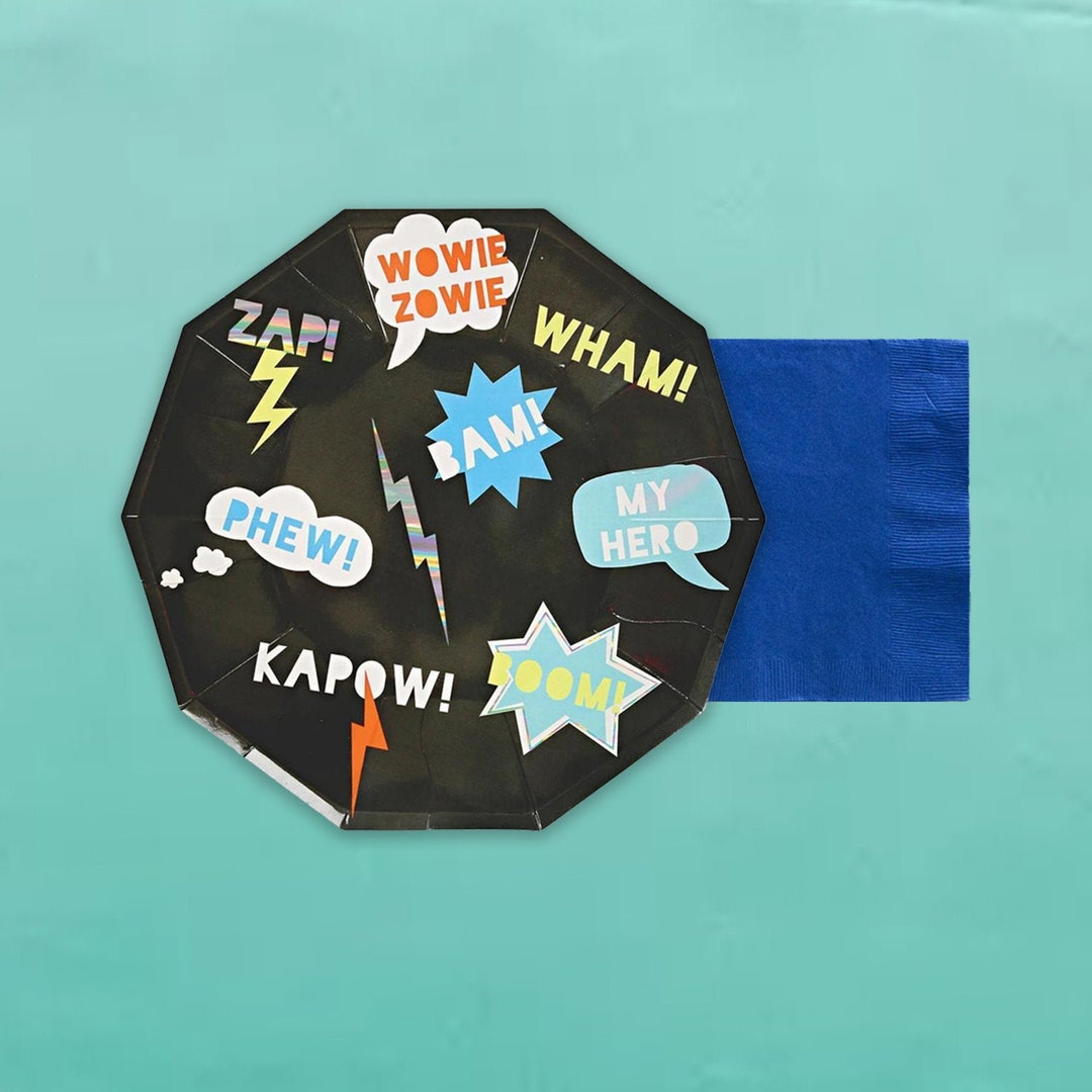 Superhero Plates Super Hero Party Tableware Meri Meri Wham Pow Plates ...