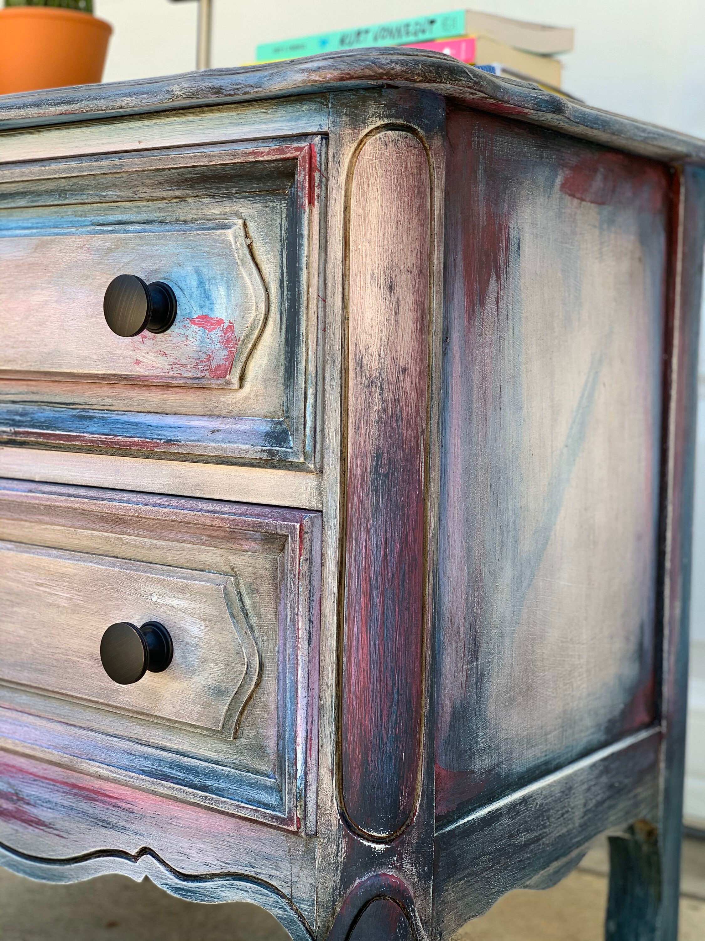 SOLD - Vintage Denim - Hand Painted Nightstand - Etsy