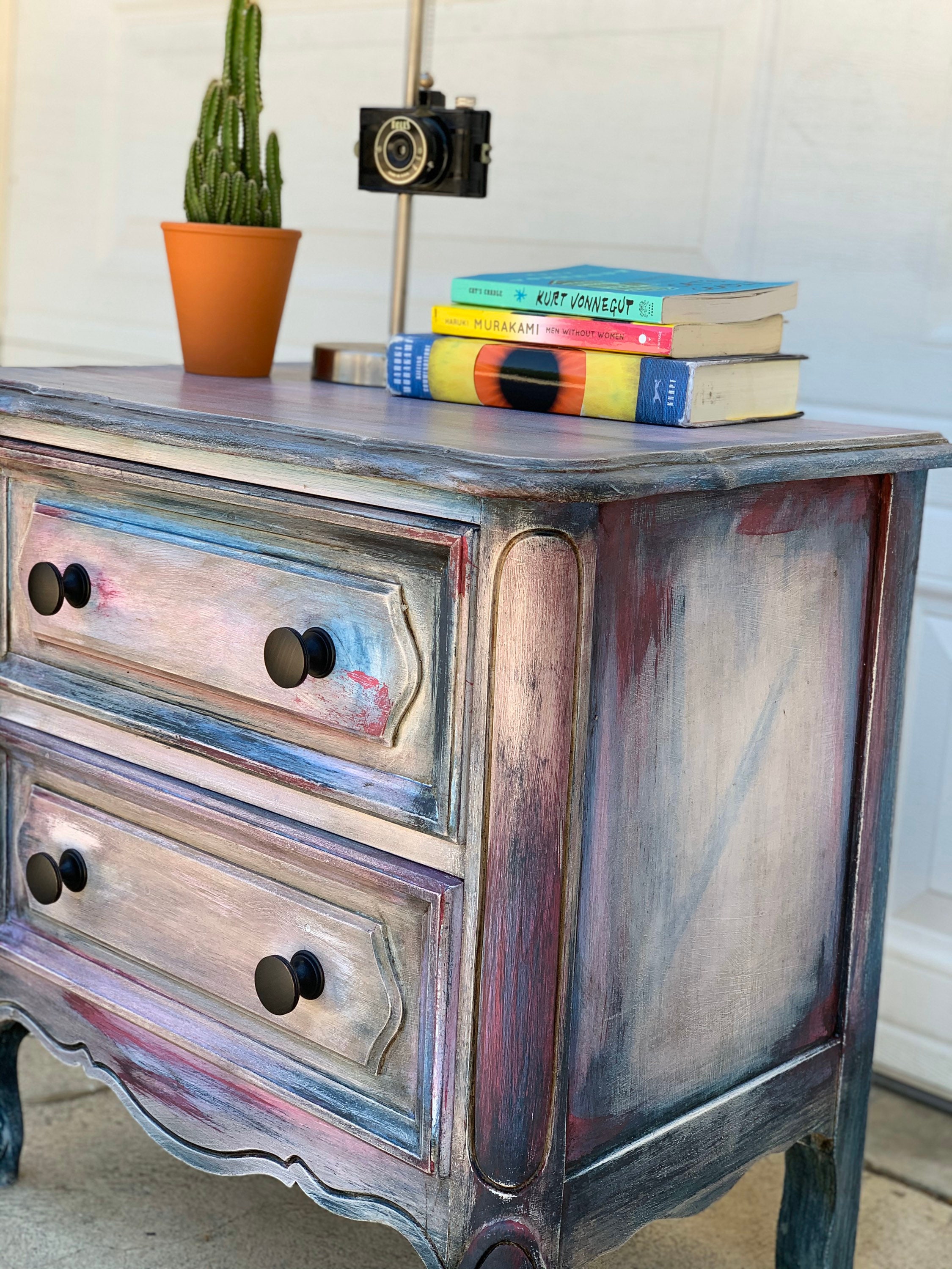 SOLD - Vintage Denim - Hand Painted Nightstand - Etsy