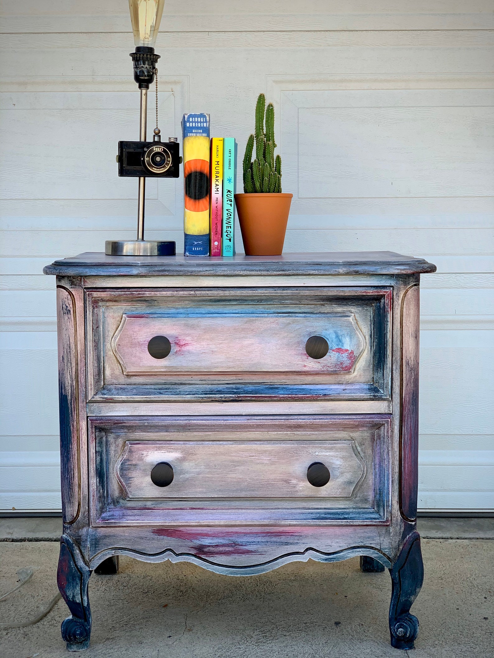 SOLD - Vintage Denim - Hand Painted Nightstand - Etsy