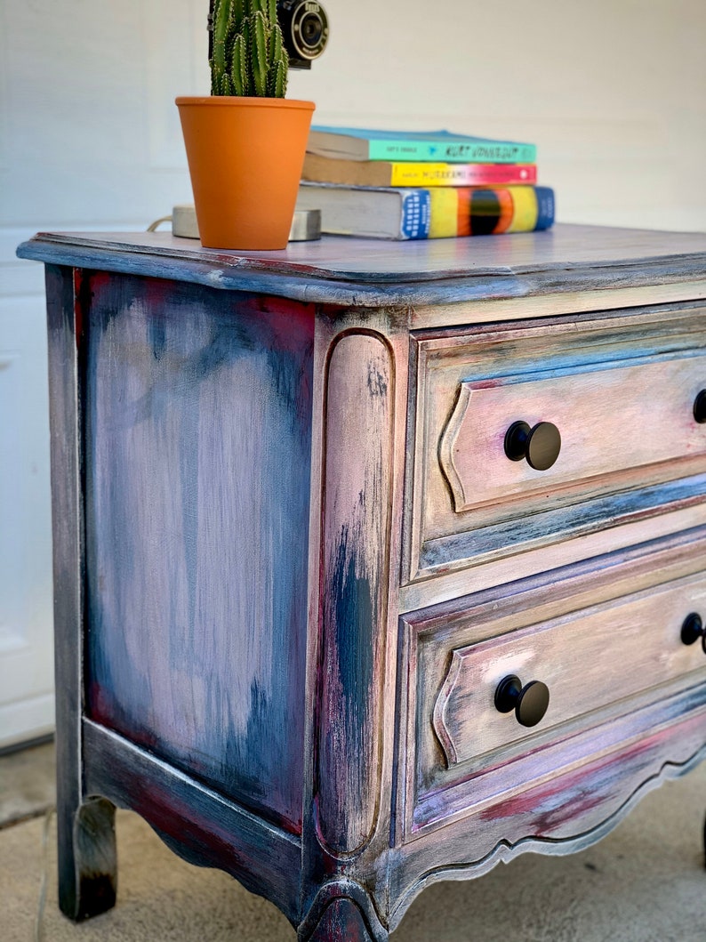 SOLD - Vintage Denim - Hand Painted Nightstand - Etsy