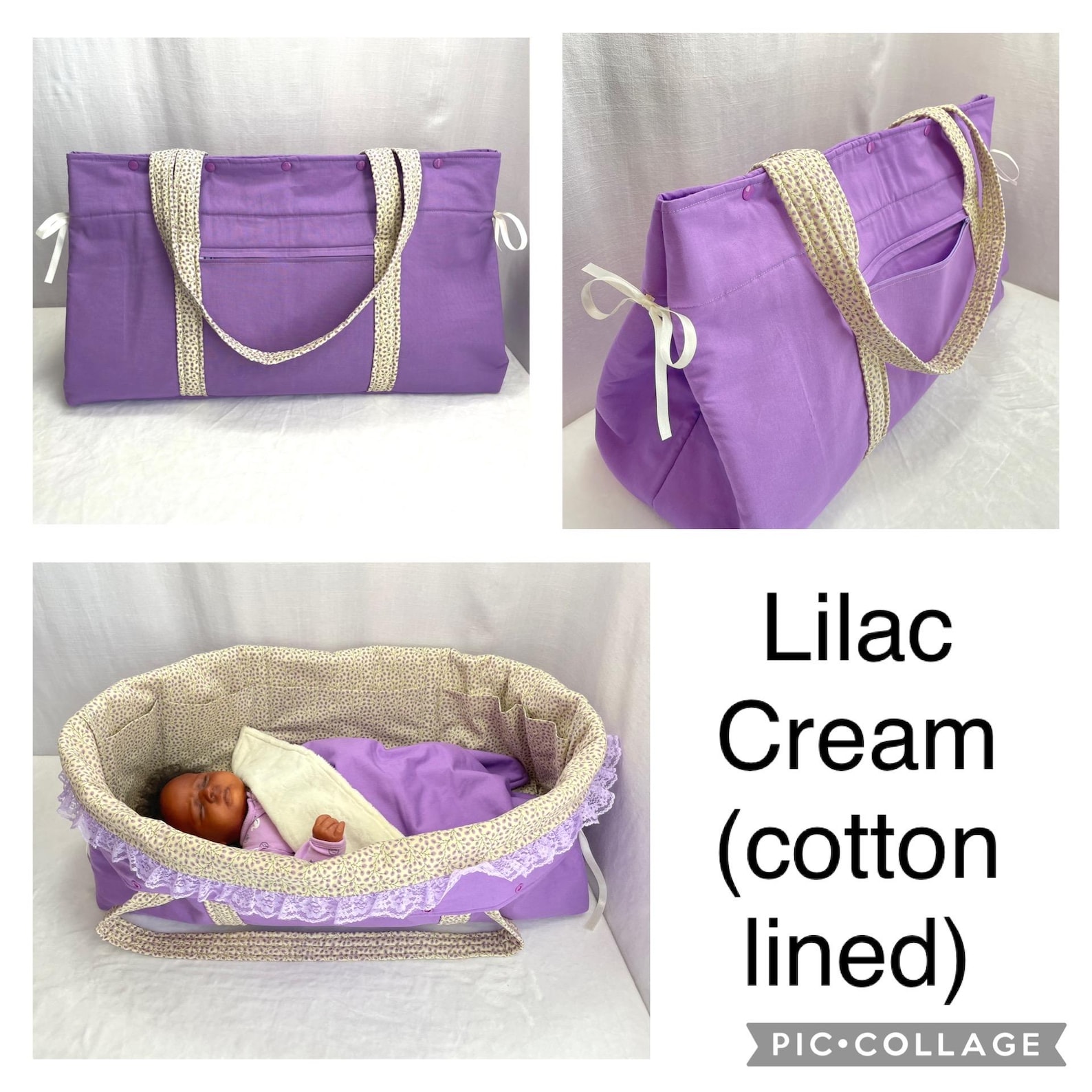 24” Premium Bassinet Bag, Infant Reborn Doll, Carry Cot, Display ...