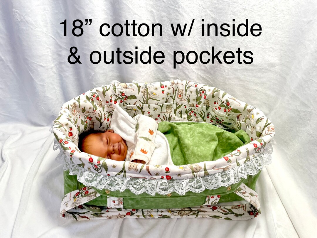 Reborn Doll Bassinet Carry Bag, 18 Newborn, Inside and Outside Pockets ...