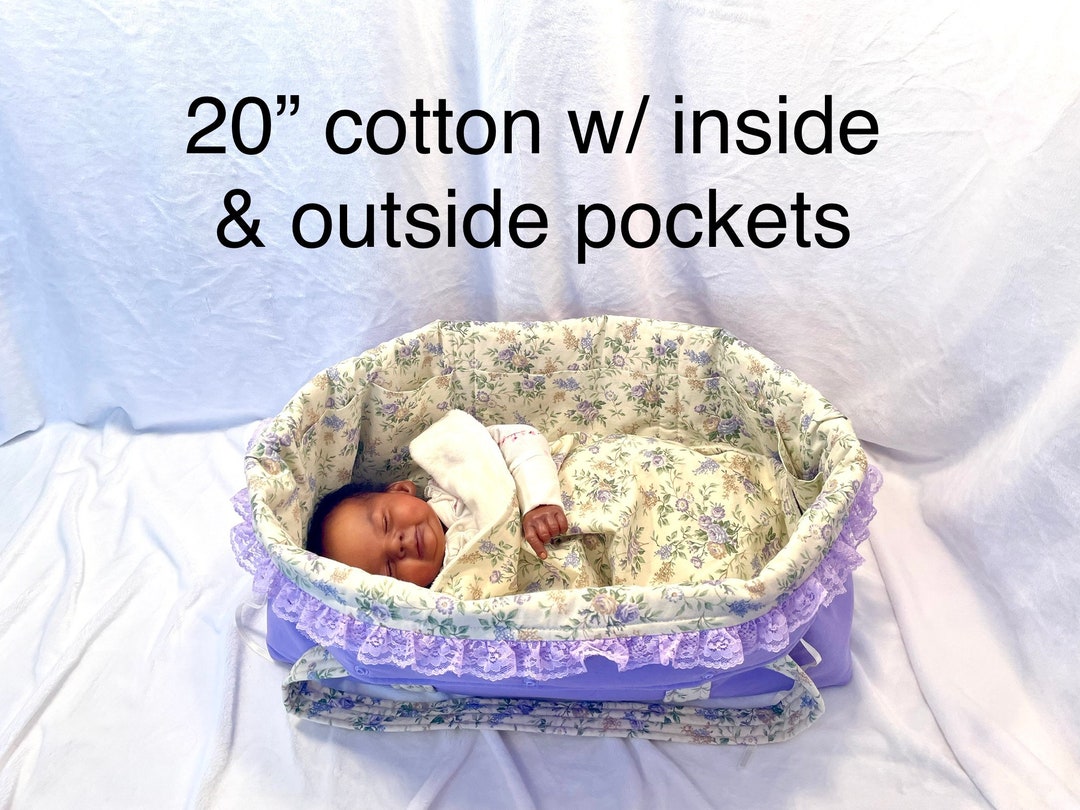 Reborn Doll Bassinet Carry Bag, 20 Newborn, Inside and Outside Pockets ...